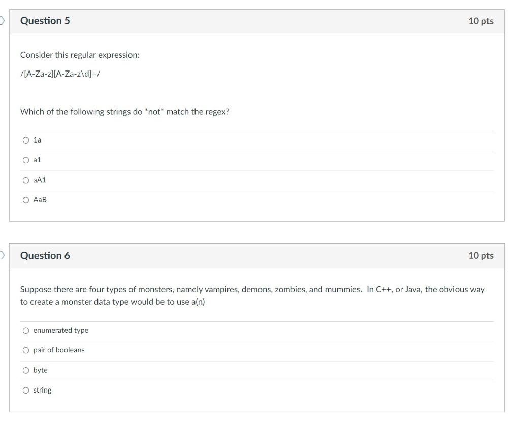 Solved Question 5 10 pts Consider this regular expression: | Chegg.com