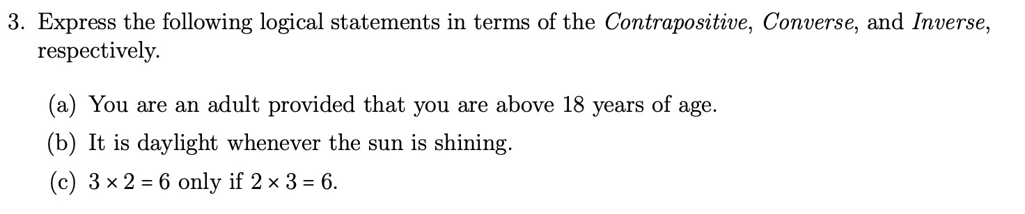 Solved 3. Express the following logical statements in terms | Chegg.com