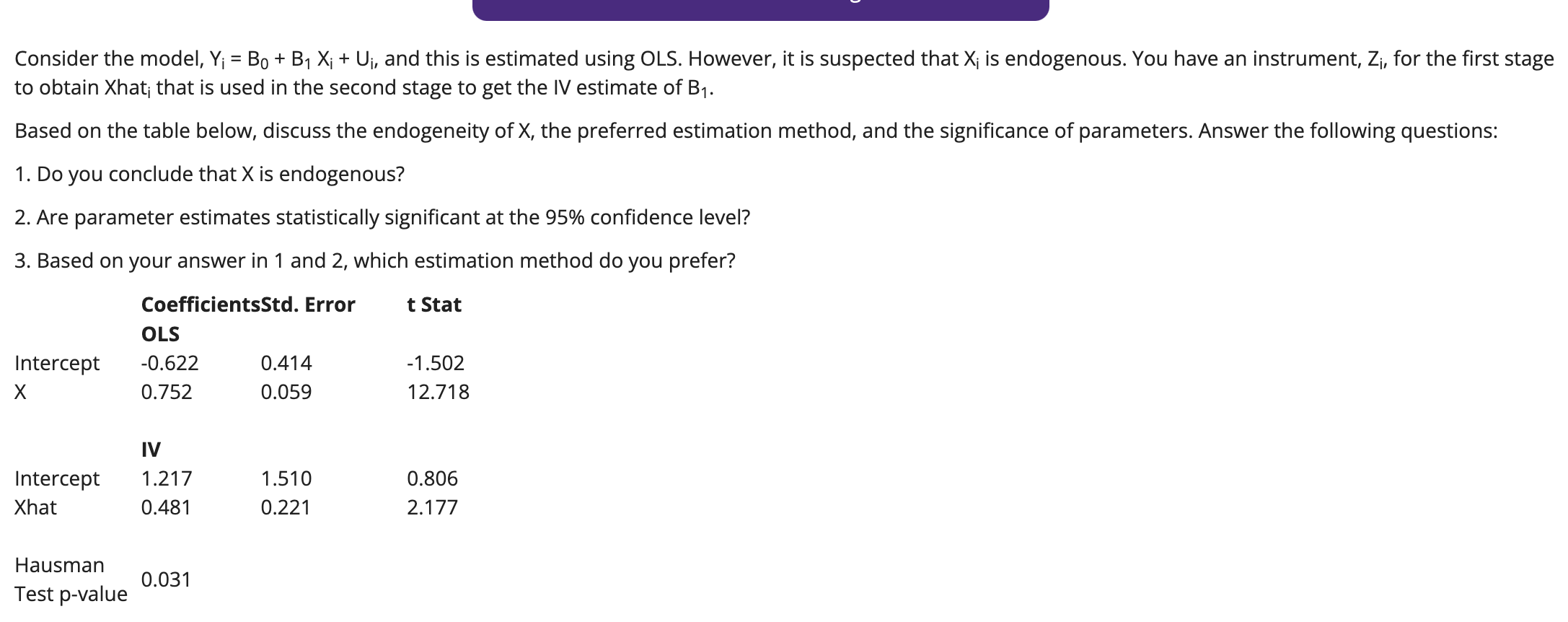 Solved Consider the model, Yi=B0+B1Xi+Ui, and this is | Chegg.com