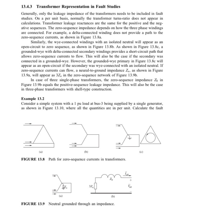Solved 13.4 Repeat Example 13.2 if the single-line to ground | Chegg.com