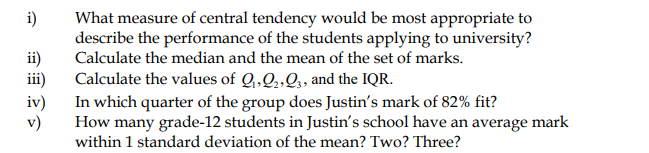 Solved #1) Below are the average marks in Justin's school. | Chegg.com