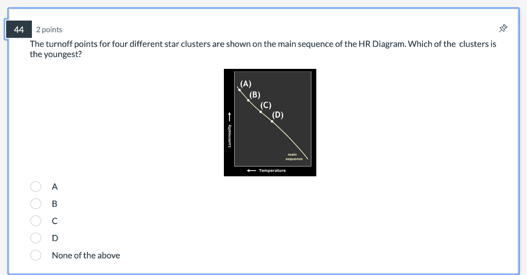 Solved The turnoff points for four different star clusters | Chegg.com