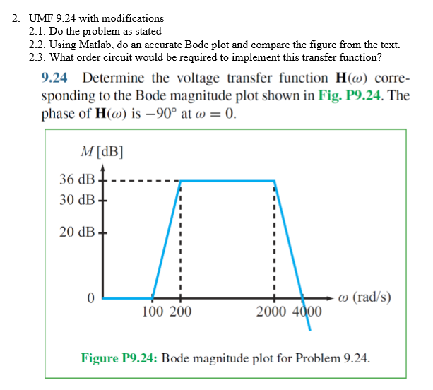 Solved 2. UMF 9.24 with modifications 2.1. Do the problem as | Chegg.com