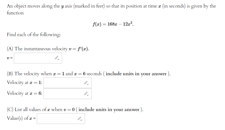 Solved An Object Moves Along The Y Axis Marked In Feet So
