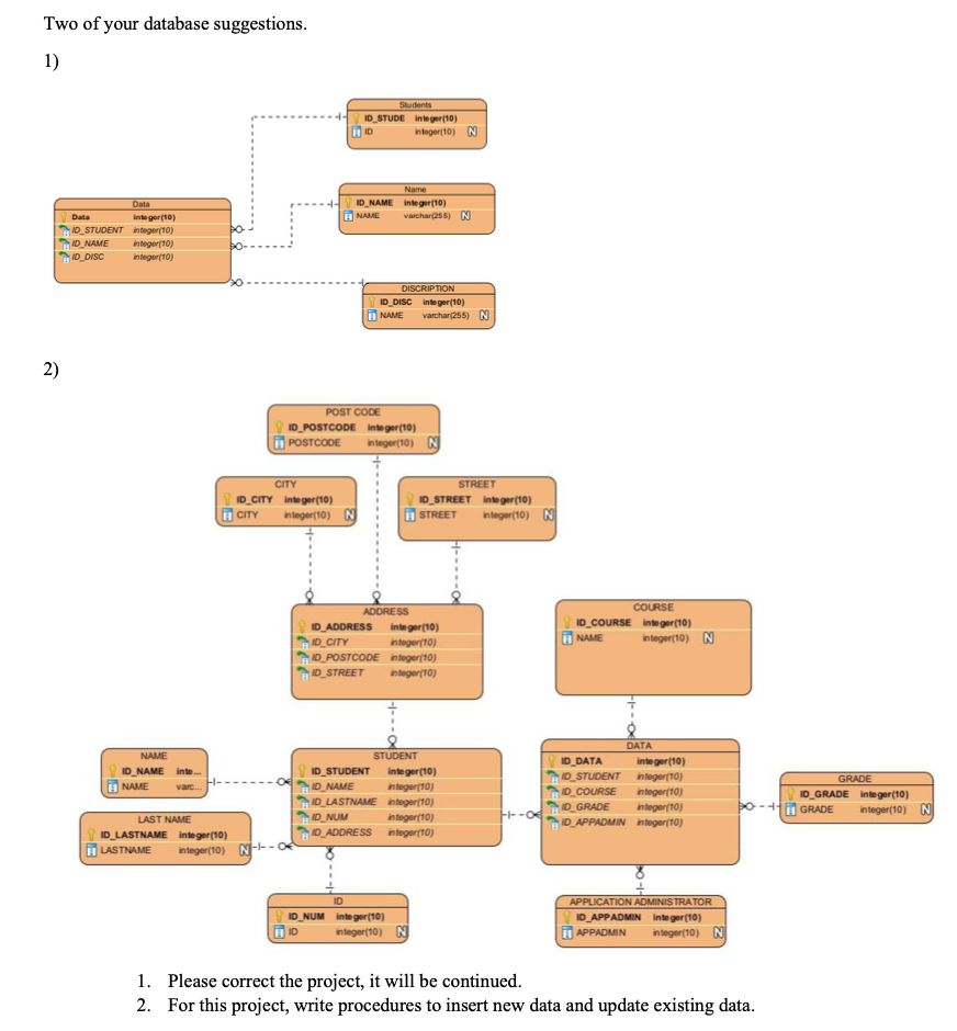 Two of your database suggestions. 1) 2) 1. Please | Chegg.com
