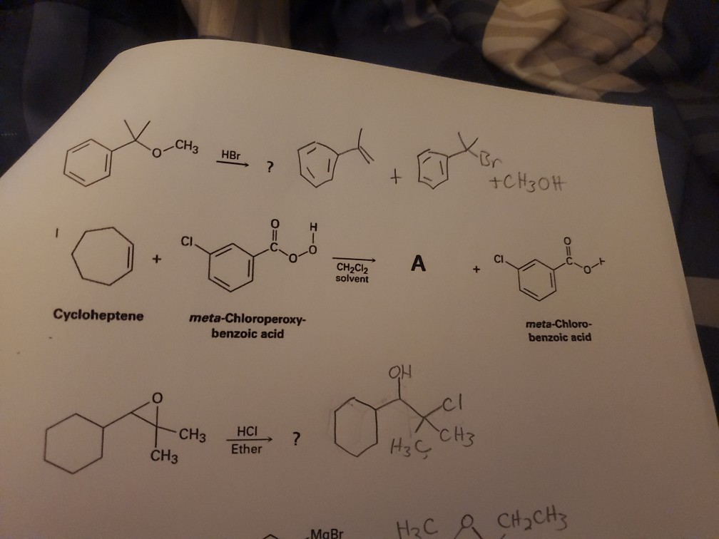 Solved HBr. CH2Cl2 solvent Cycloheptene meta-Chloroperoxy- | Chegg.com