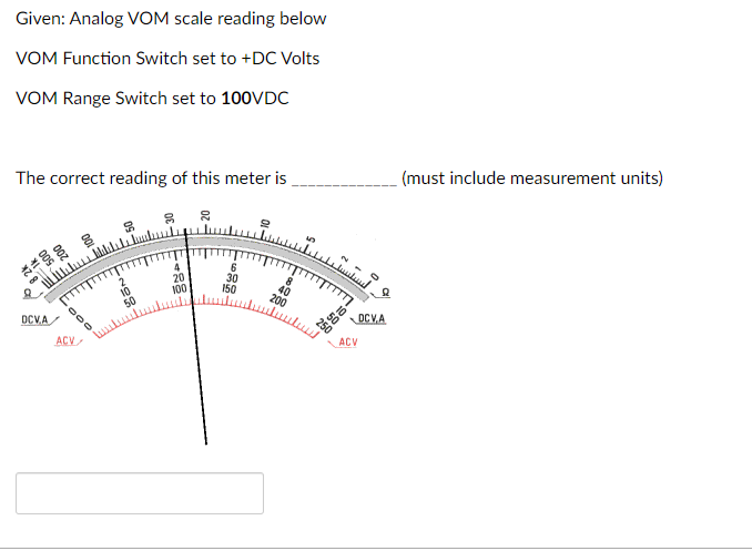 Solved Given: Analog VOM scale reading below VOM Function | Chegg.com