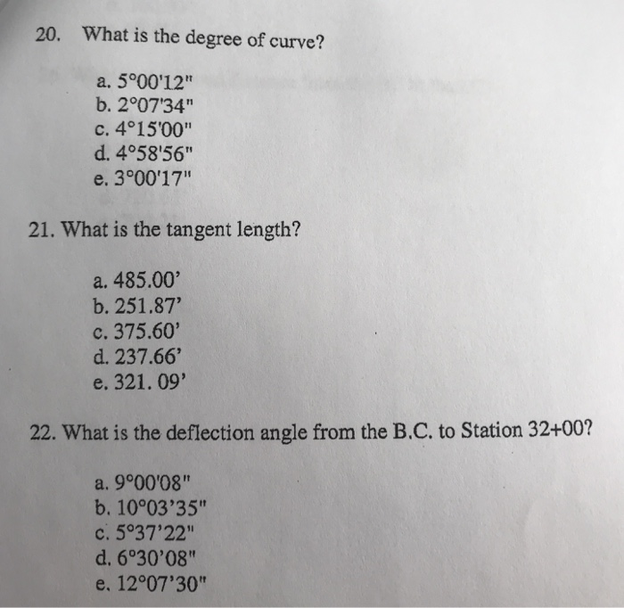 Solved Refer data to the given below: P.I. Station 31+71.78 | Chegg.com