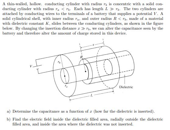 Solved A thin-walled, hollow. conducting cylinder with | Chegg.com