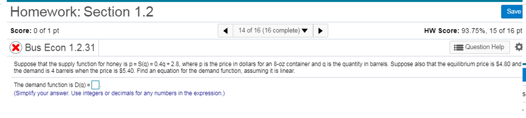 Solved Homework Section 1 2 Score 0 Of 1 Pt X Bus Econ