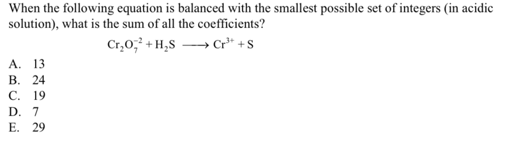 Solved When the following equation is balanced with the | Chegg.com