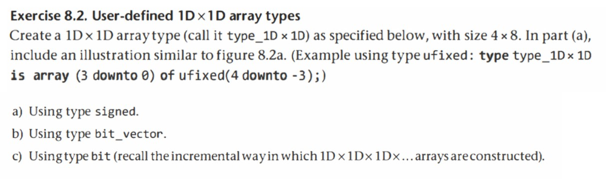 Exercise 8.2. User-defined 1Dx1D array types Create a | Chegg.com