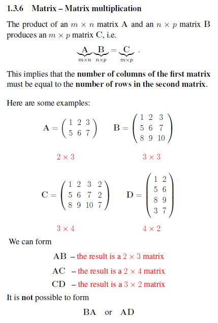 Solved 1.3.6 Matrix - Matrix multiplication The product of | Chegg.com