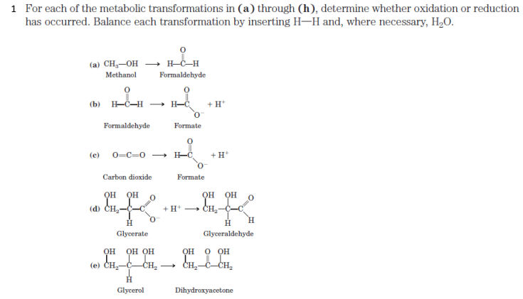 Solved 1 For each of the metabolic transformations in (a) | Chegg.com