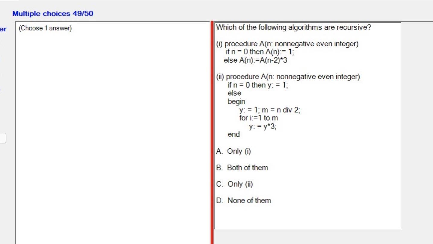 Solved Multiple choices 49/50 er (Choose 1 answer) Which of | Chegg.com
