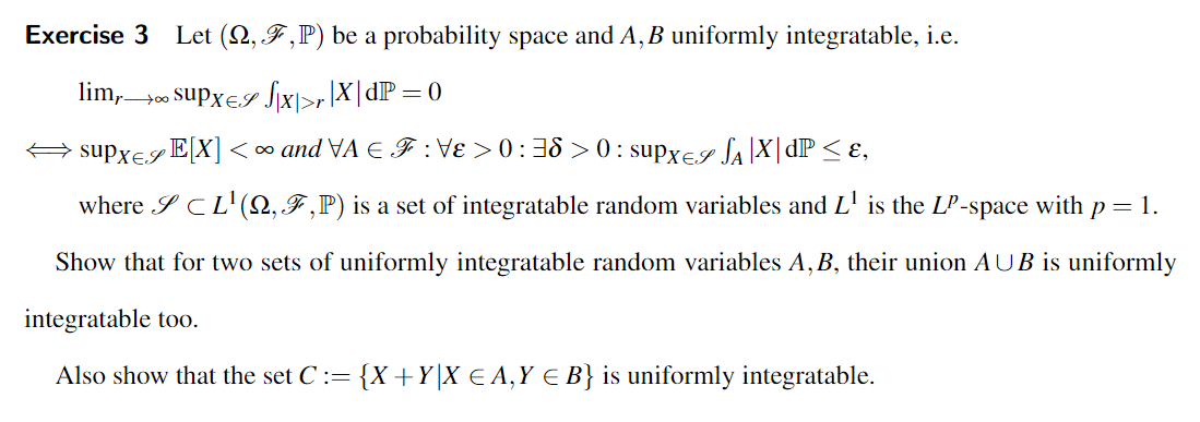 Solved Exercise 3 Let (Ω,F,P) be a probability space and A,B | Chegg.com