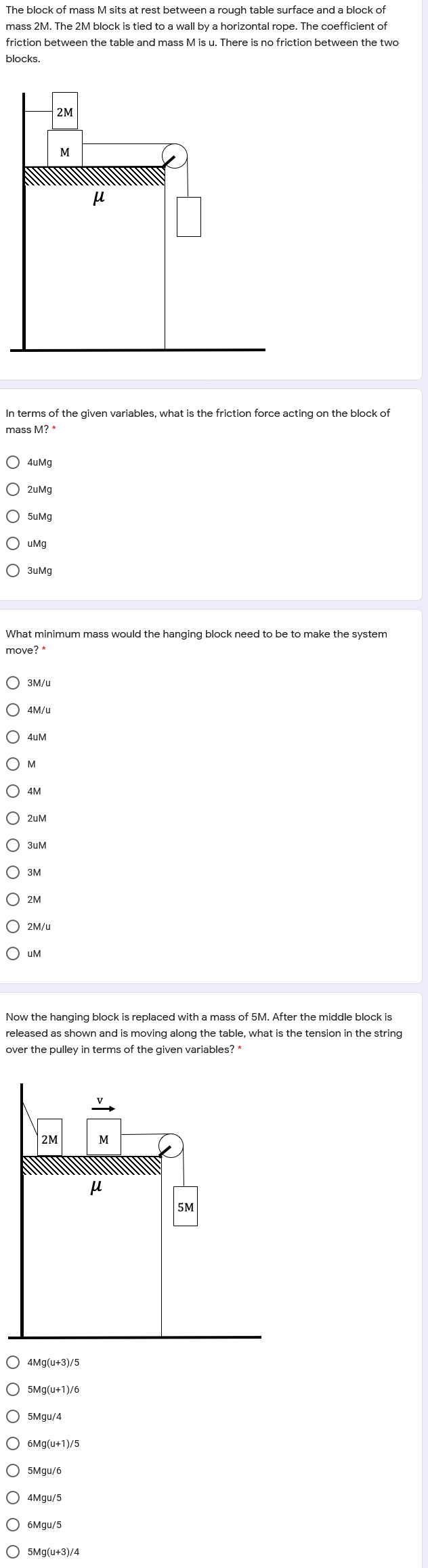 Solved The block of mass M sits at rest between a rough | Chegg.com