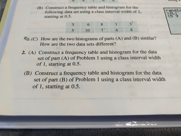 (B) Construct a frequency table and histogram for the | Chegg.com