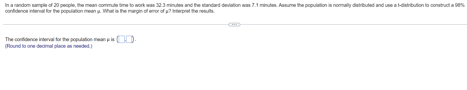 Solved confidence interval for the population mean μ. What | Chegg.com