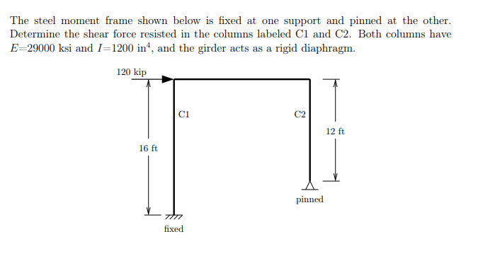 Solved The steel moment frame shown below is fixed at one | Chegg.com