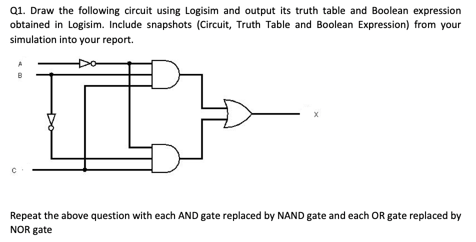 Solved Q1. Draw the following circuit using Logisim and | Chegg.com
