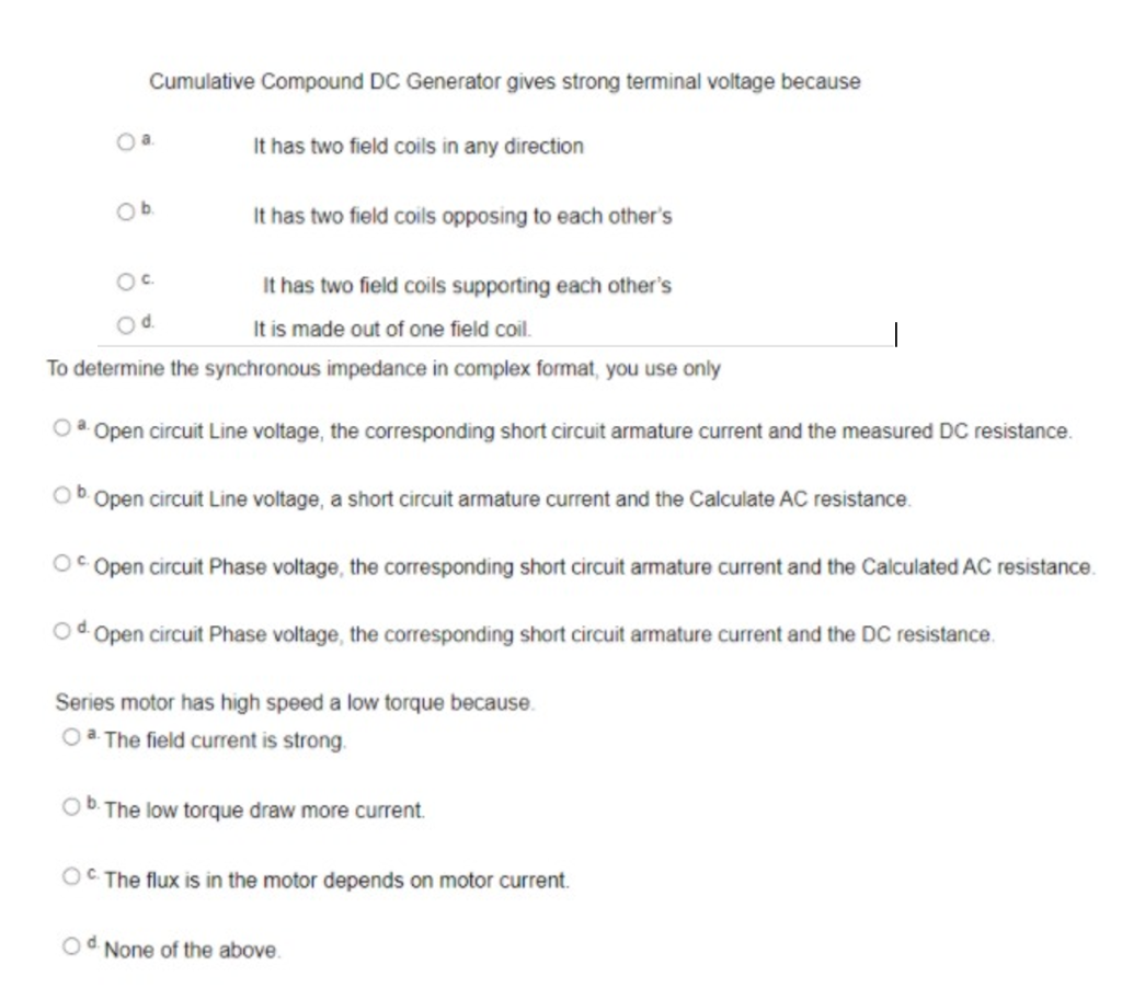 Solved Cumulative Compound DC Generator gives strong | Chegg.com