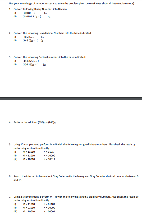 Solved Use your knowledge of number systems to solve the | Chegg.com