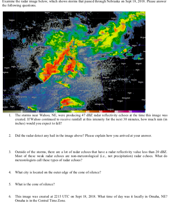 Solved Examine the radar image below, which shows storms | Chegg.com
