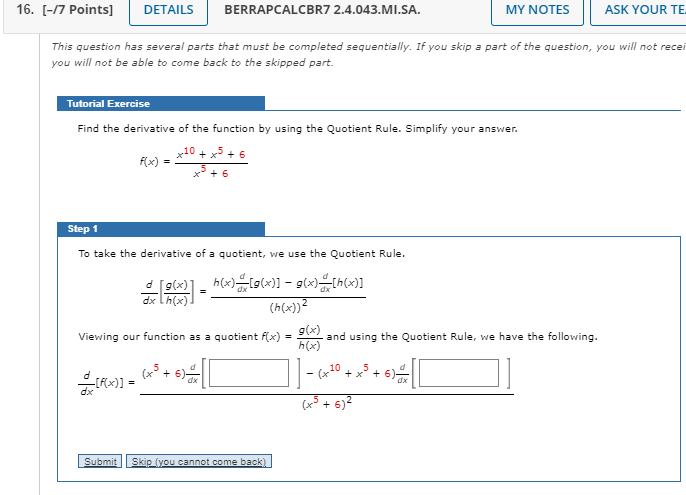 Solved 16. [-17 Points] DETAILS BERRAPCALCBR7 2.4.043.MI.SA. | Chegg.com