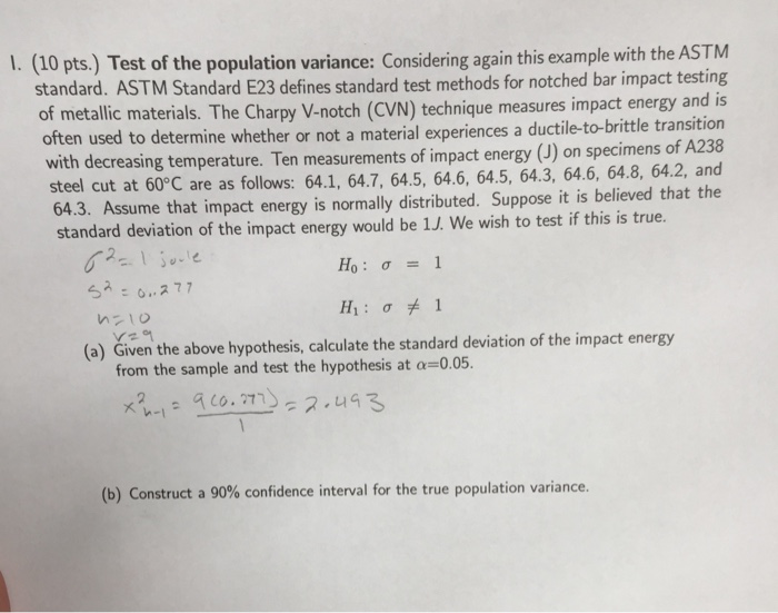 Solved 1. (10 pts.) Test of the population variance: | Chegg.com