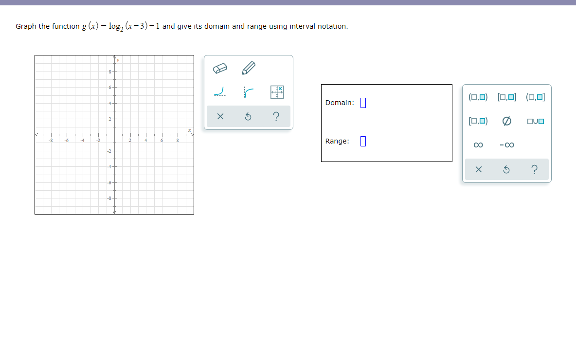 Solved Graph the function g(x) = log2 (x-3)-1 and give its | Chegg.com
