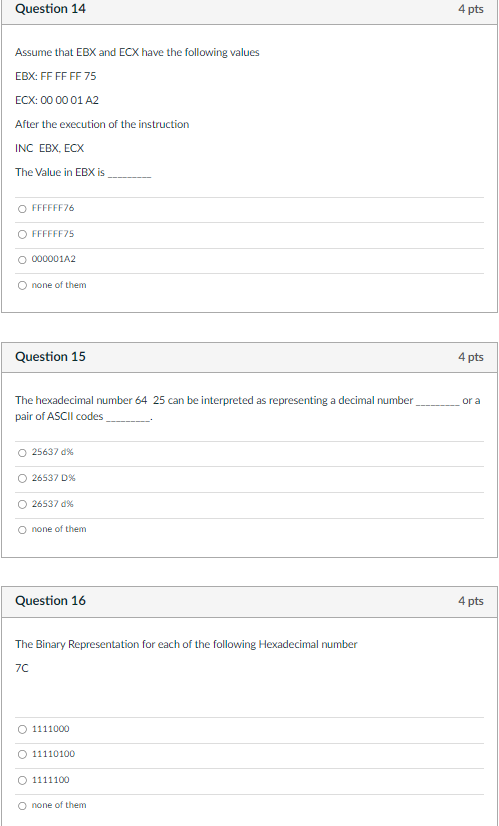 Solved Assume that EBX and ECX have the following values | Chegg.com