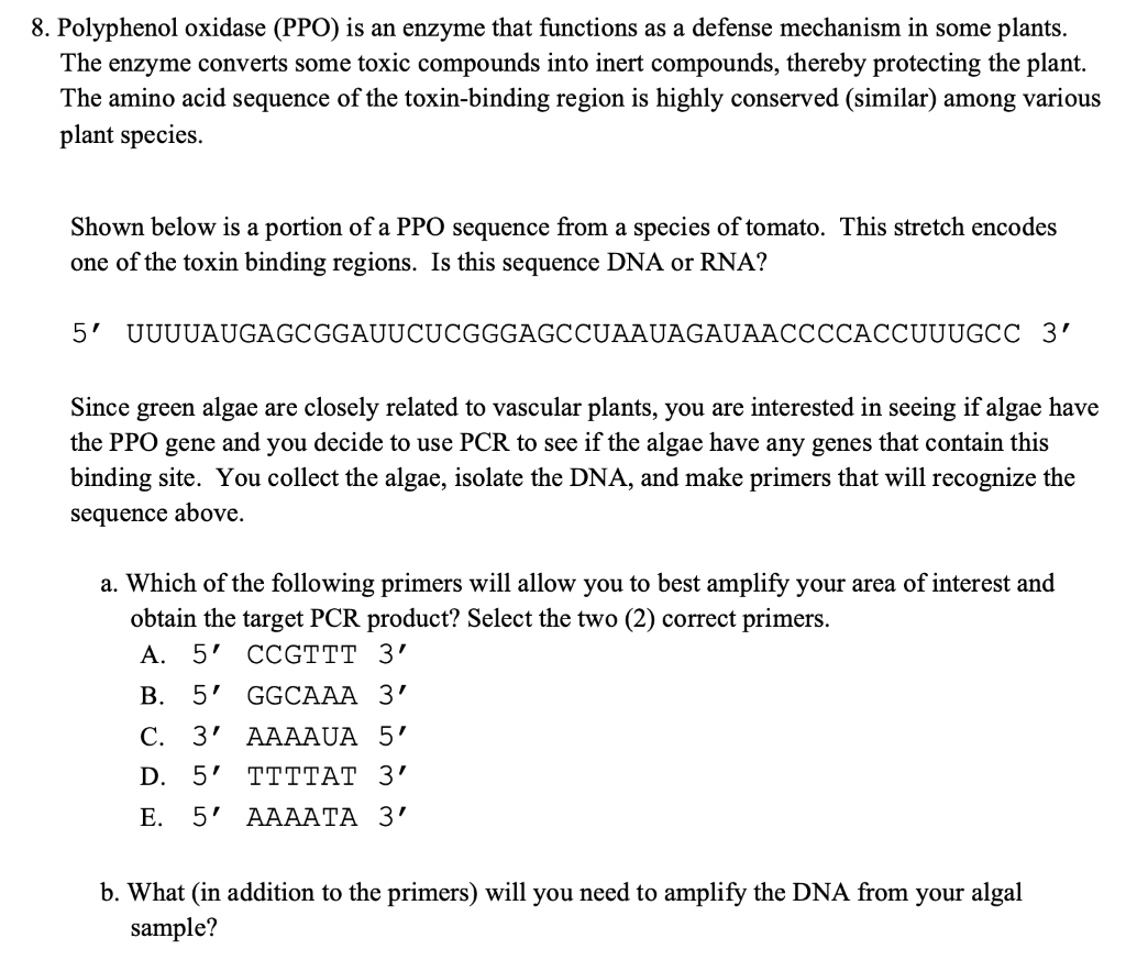Solved 8. Polyphenol oxidase (PPO) is an enzyme that | Chegg.com