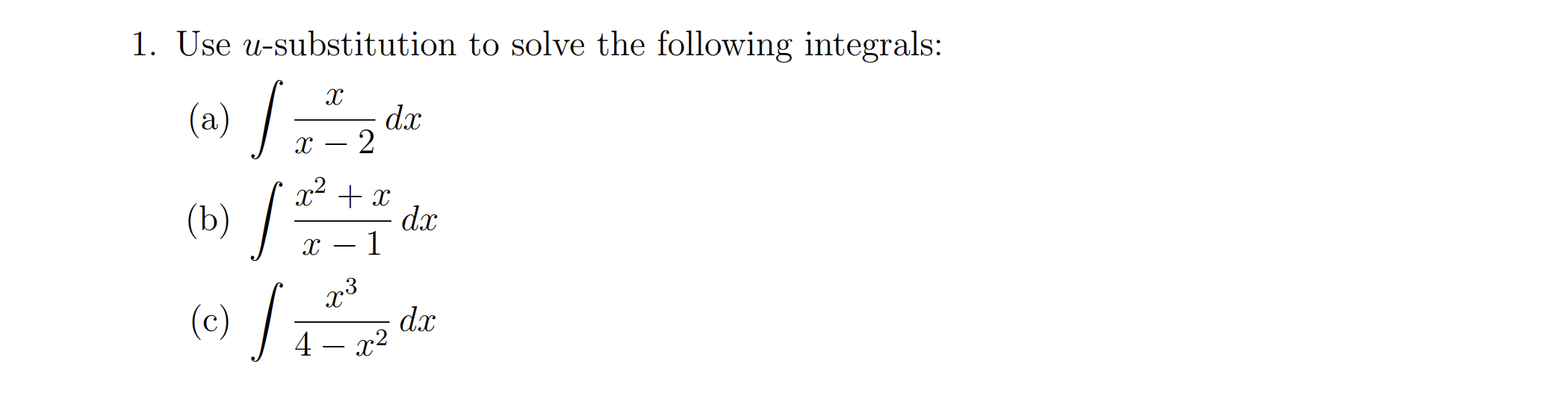 Solved 1. Use u-substitution to solve the following | Chegg.com