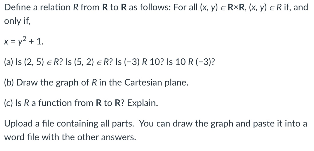 Solved Define A Relation R From R To R As Follows For All