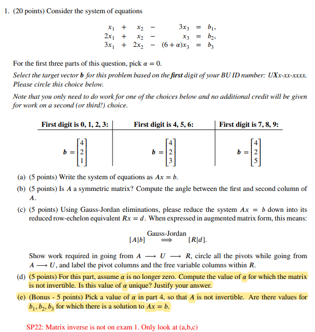 Solved 1. (20 points) Consider the system of equations -- X1 | Chegg.com