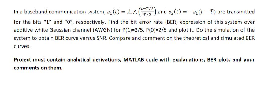 Solved In a baseband communication system, | Chegg.com
