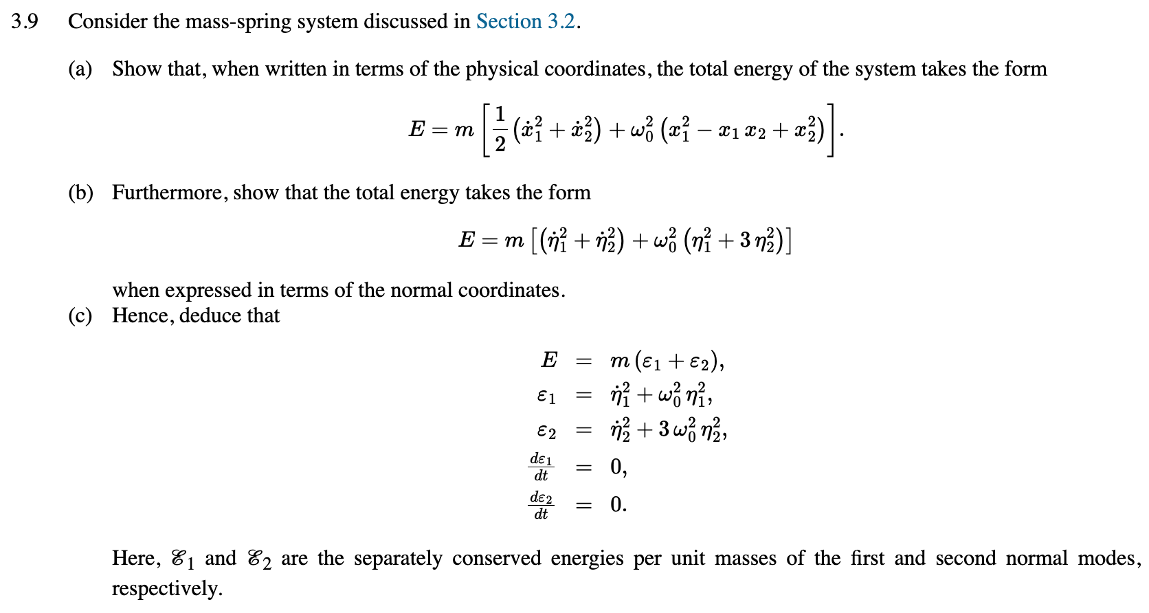 Solved FIGURE 3.1 Two-degree-of-freedom mass-spring | Chegg.com
