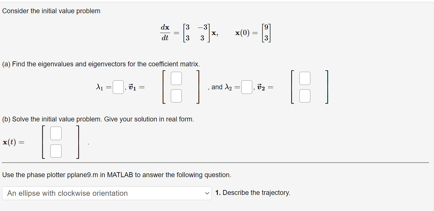 Solved Consider the initial value problem -3 dx dt = co co | Chegg.com