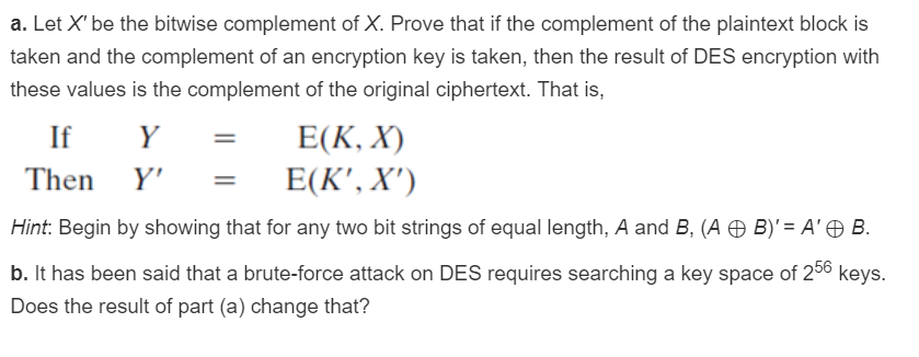 Solved a. Let X'be the bitwise complement of X. Prove that | Chegg.com