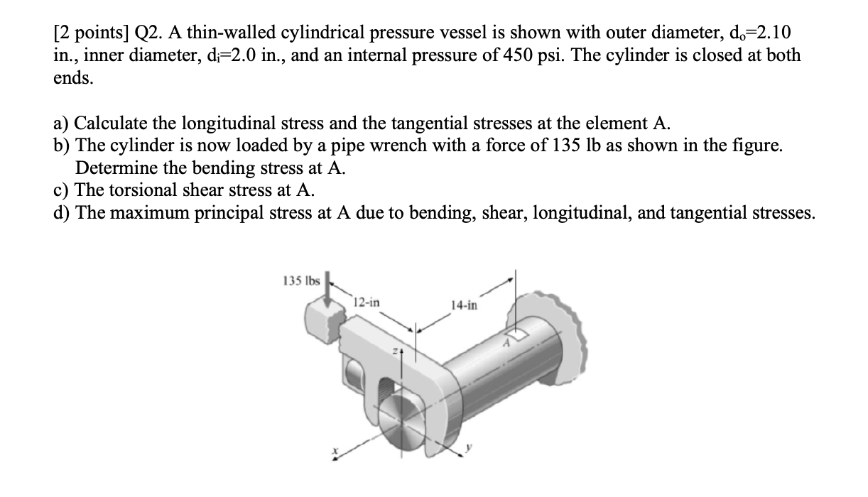 Solved [2 ﻿points] ﻿Q2. ﻿A thin-walled cylindrical pressure | Chegg.com
