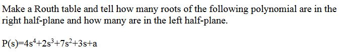 Solved Make a Routh table and tell how many roots of the | Chegg.com