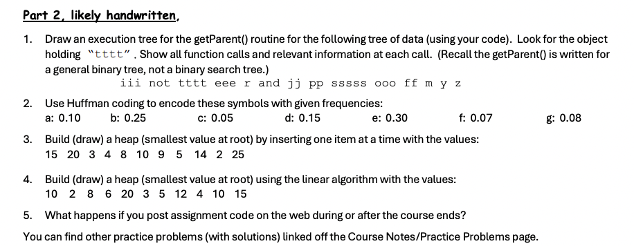 Solved Part 2, ﻿likely handwritten,1. ﻿Draw an execution | Chegg.com