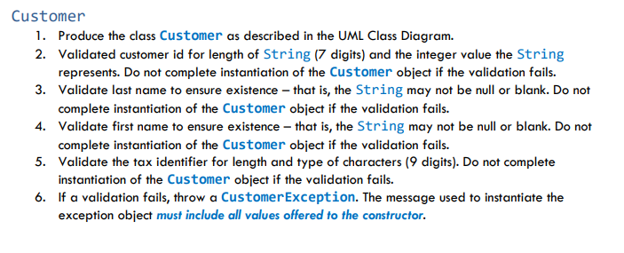 Solved Customer Produce the class Customer as described in | Chegg.com