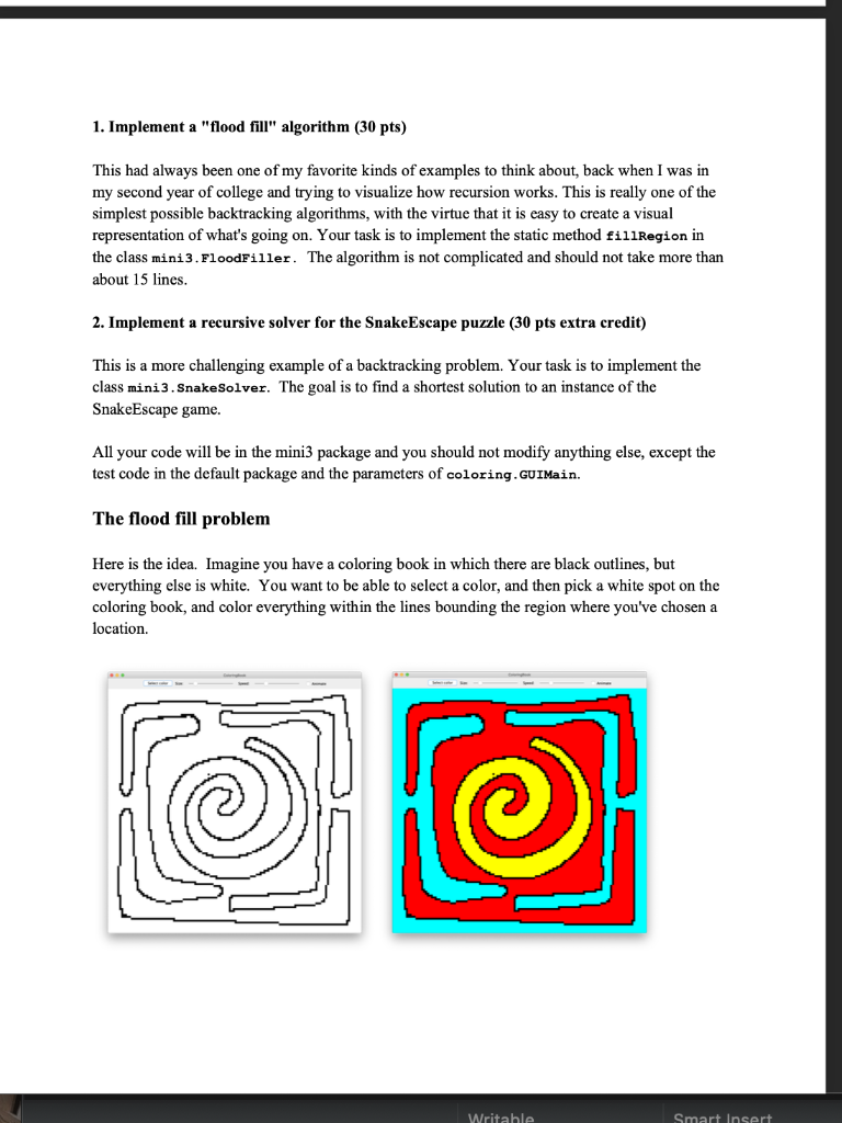 1. Implement a "flood fill" algorithm (30 pts) This | Chegg.com