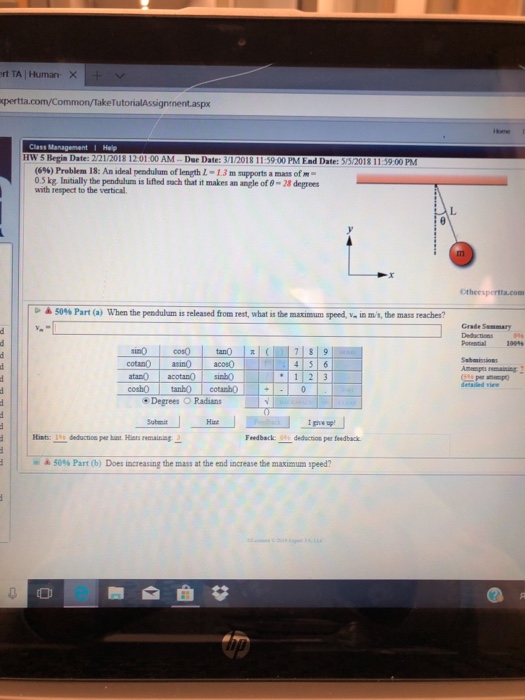 Solved pertta Help HW 5 Begin Date: 221/2018 120100 AM-Dee | Chegg.com
