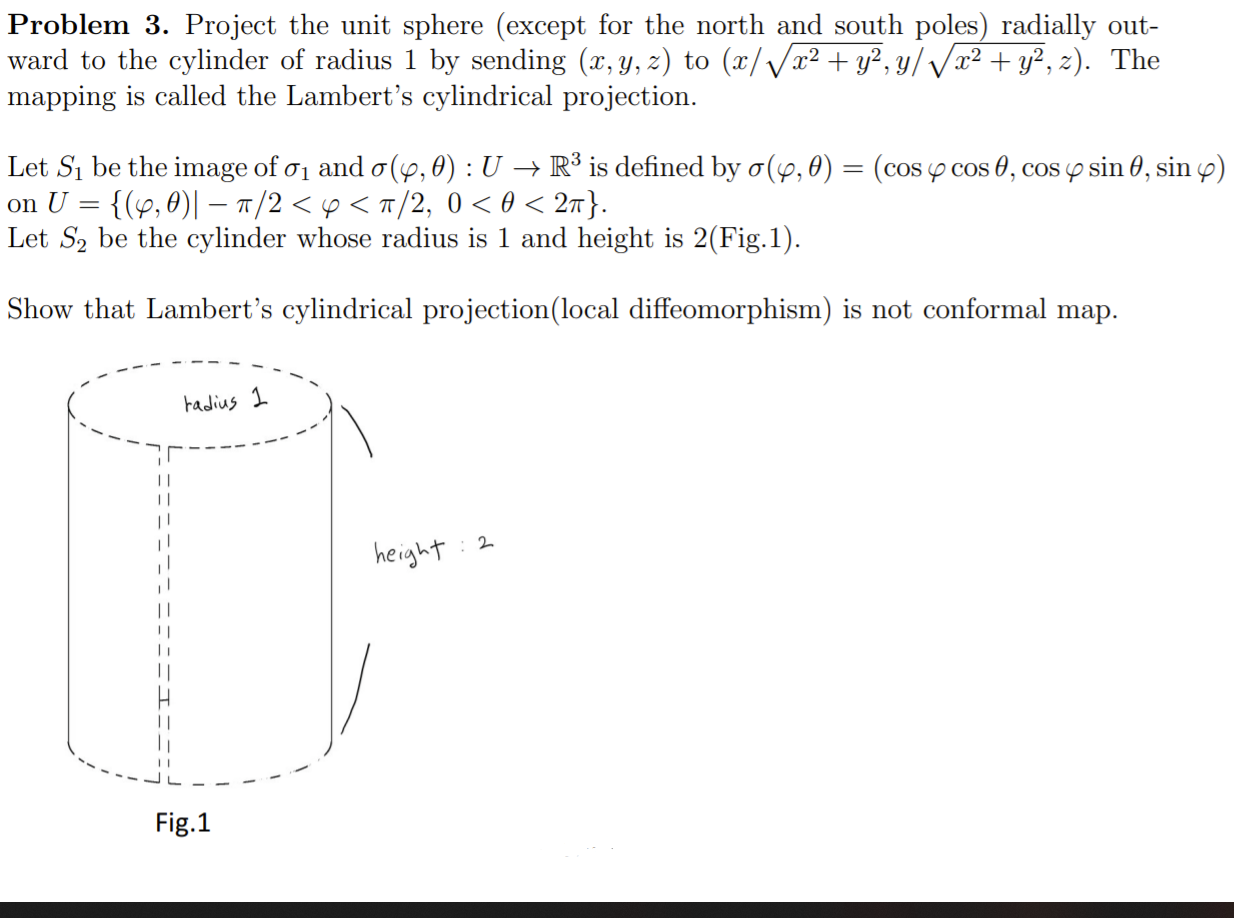 Differential Geometry Project the unit sphere | Chegg.com