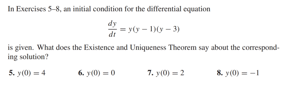 Solved In Exercises 5–8, an initial condition for the | Chegg.com