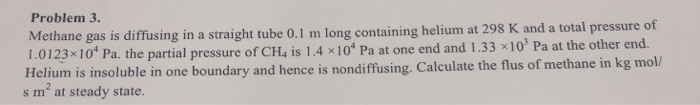 Solved Problem 3. Methane gas is diffusing in a straight | Chegg.com