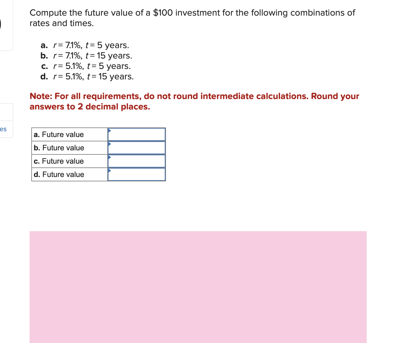 Solved Compute the future value of a $100 investment for the | Chegg.com
